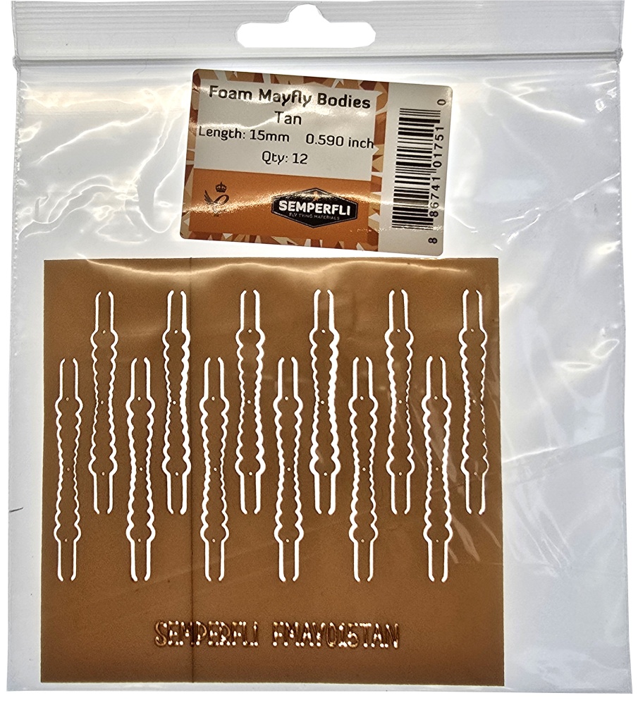 Foam Mayfly / Ephemeroptera Bodies Tan 15mm for Fly Tying